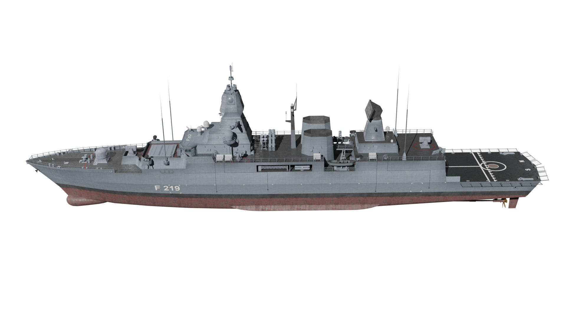 3D F124 Sachsen Class Frigate Game Ready - TurboSquid 2281477