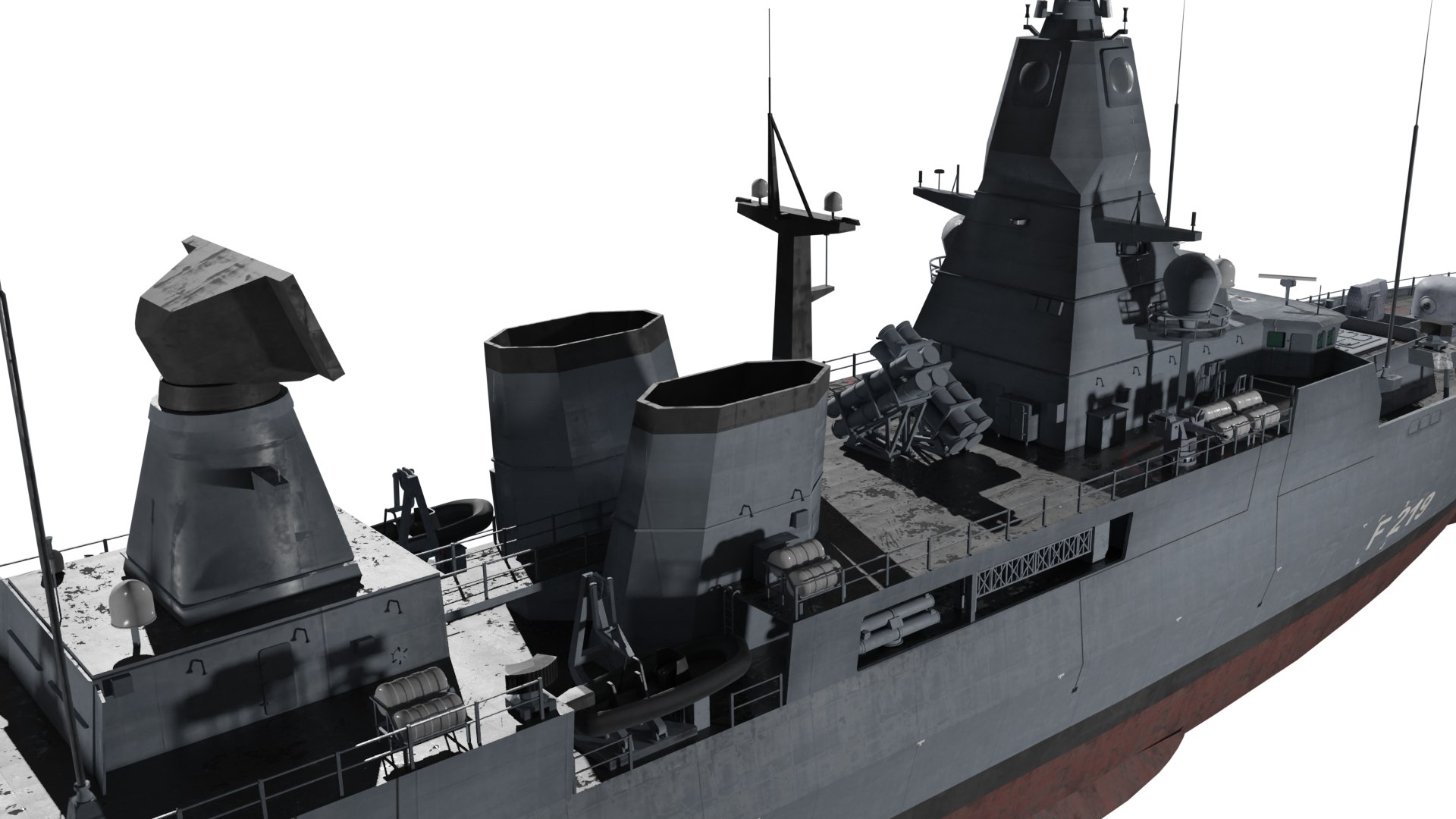3D F124 Sachsen Class Frigate Game Ready - TurboSquid 2281477