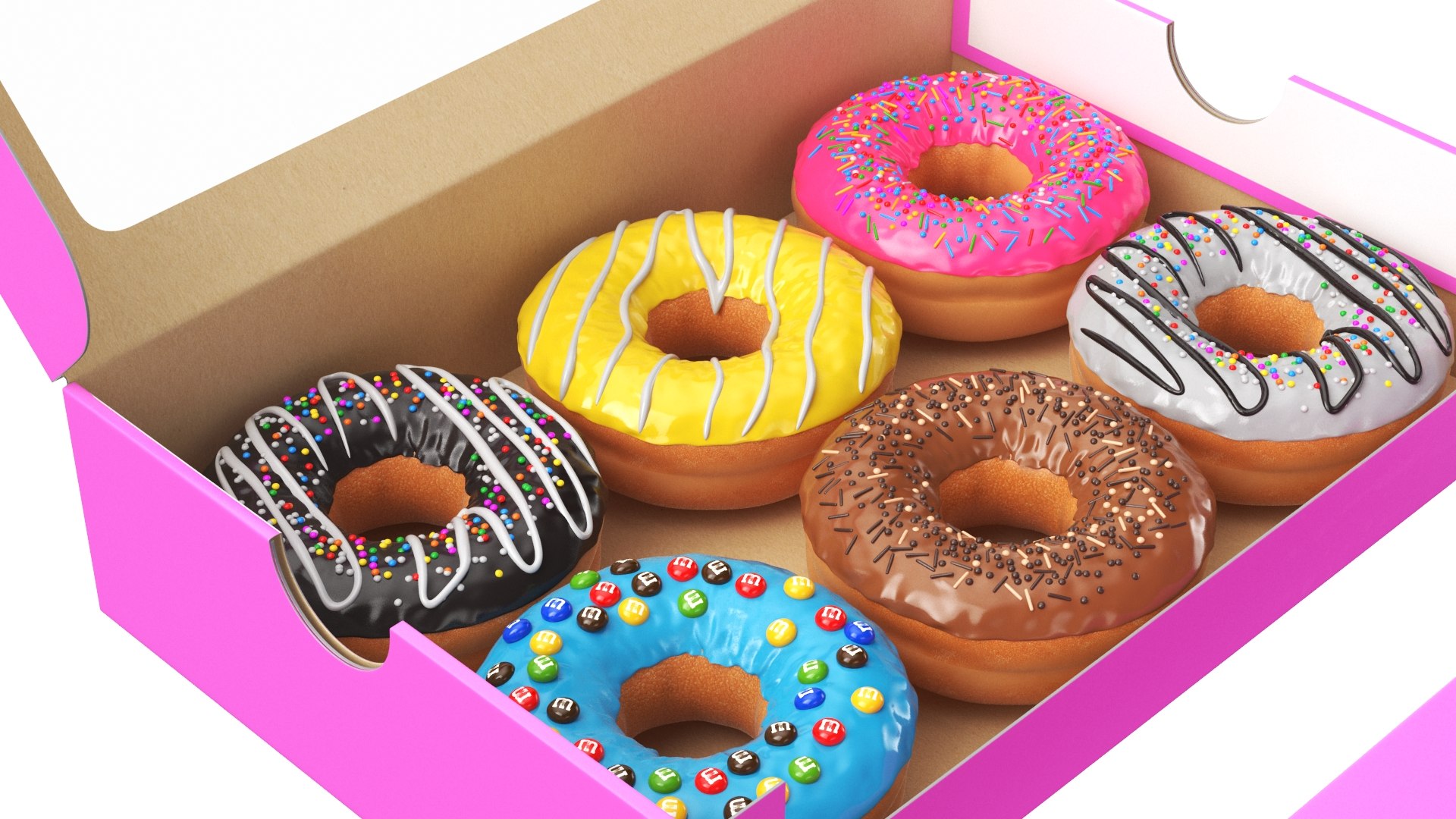 3D Detailed Dunkin Donuts Close Open Boxes Model - TurboSquid 2219823