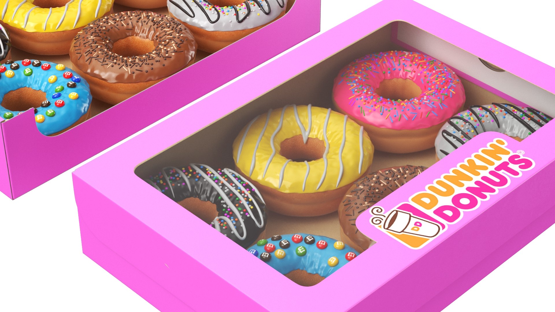 3D Detailed Dunkin Donuts Close Open Boxes Model - TurboSquid 2219823