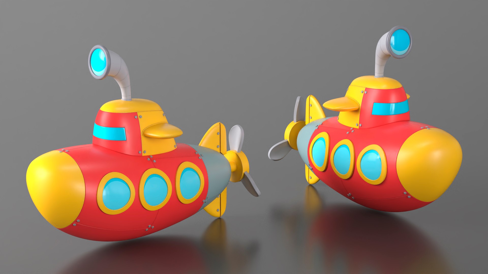 Stylized Submarine Red Rigged 3D - TurboSquid 2208850
