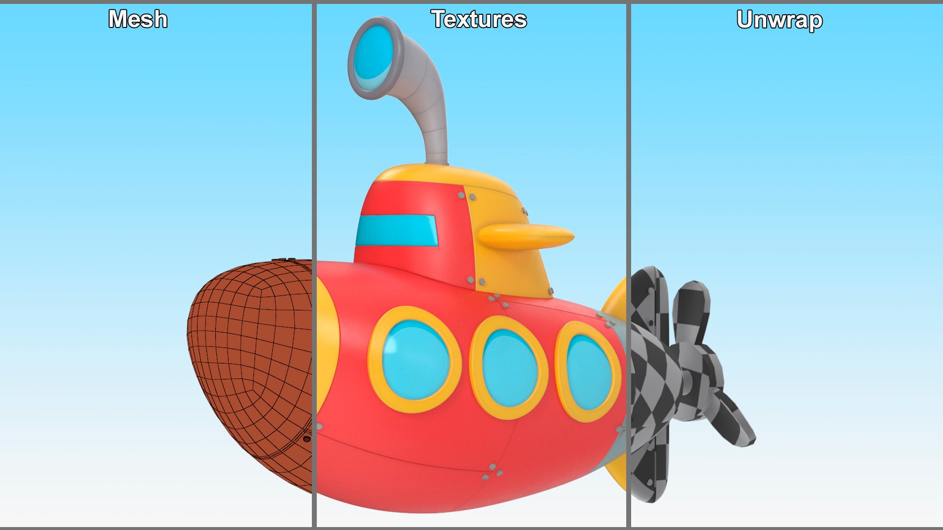 Stylized Submarine Red Rigged 3D - TurboSquid 2208850