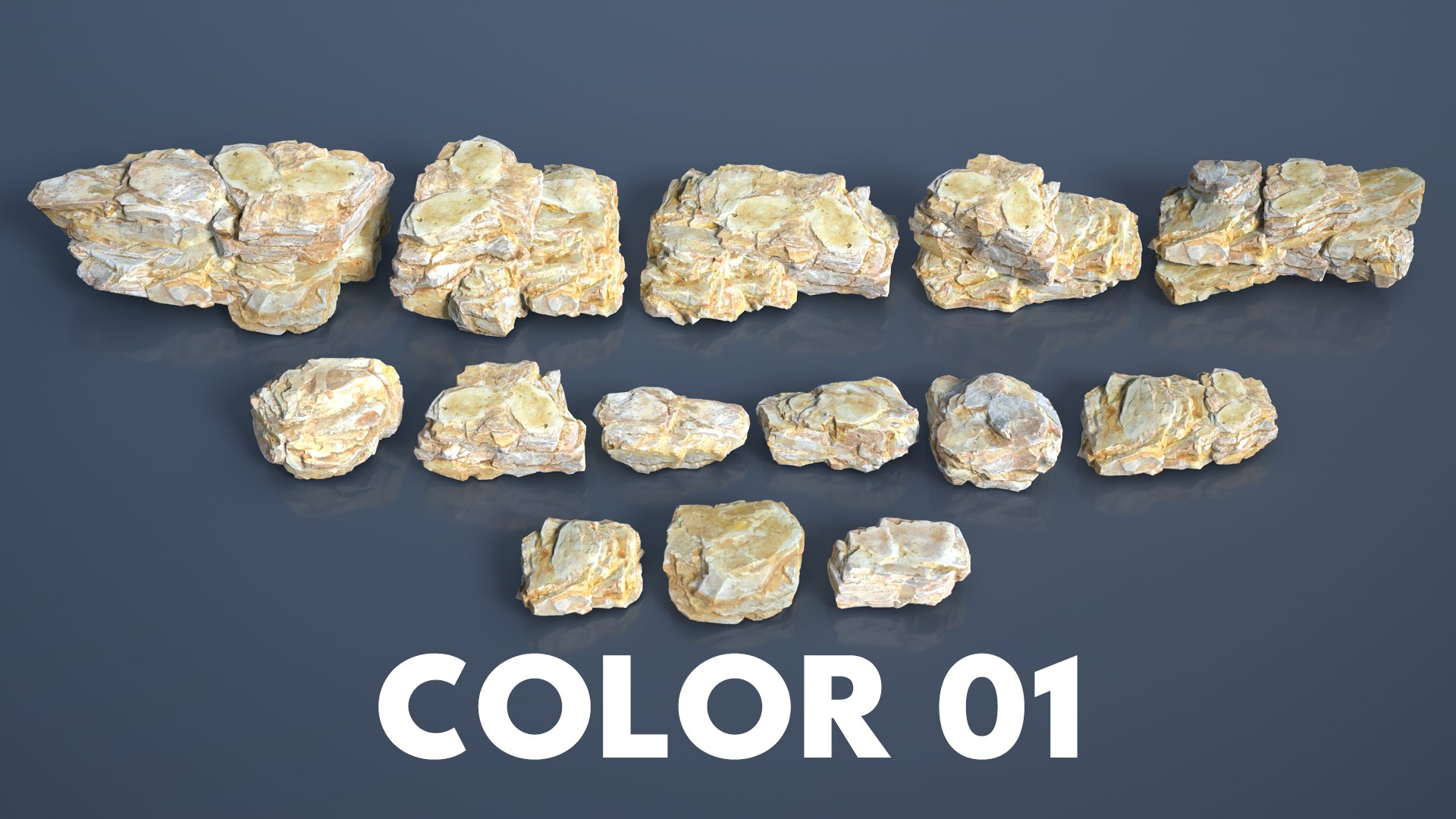 3D 22 Multiple Color Rock Modulars - 240716 Model - TurboSquid 2255678