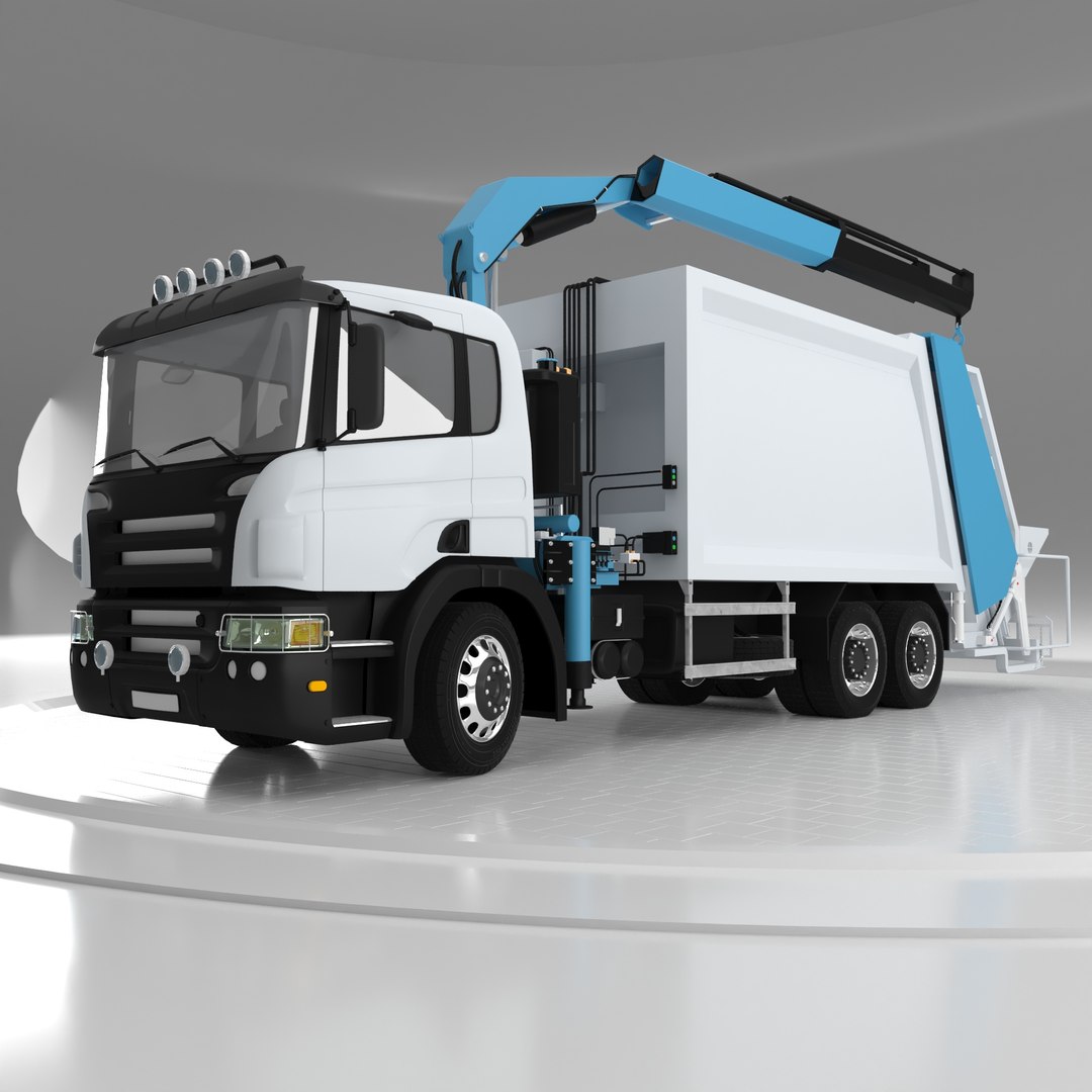3D Front Crane Garbage Truck V02 - TurboSquid 1731019