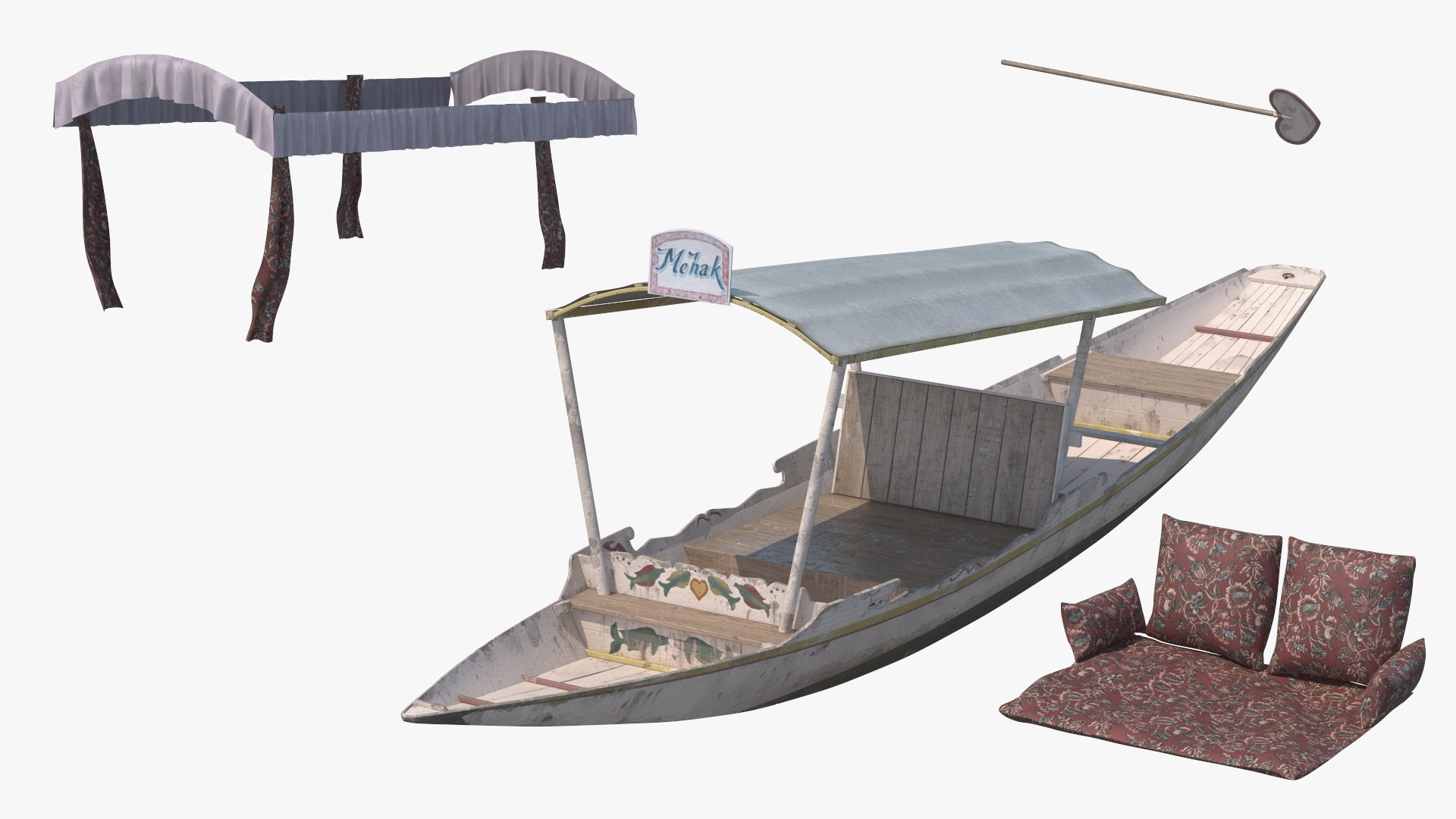 3D Shikara River Glider White Old Model - TurboSquid 2289492