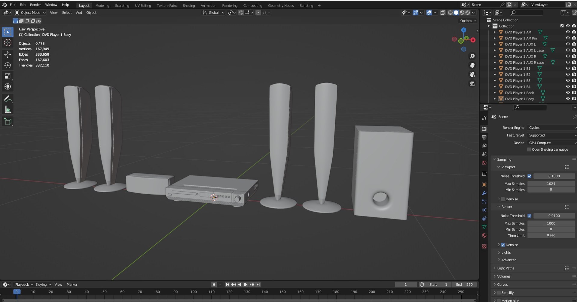 DVD Player With Speaker Set N1 3D - TurboSquid 2339456