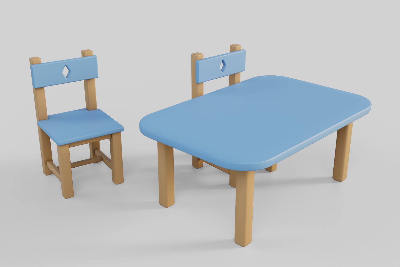 3D Cartoon Table And Chair 1 - TurboSquid 2111259