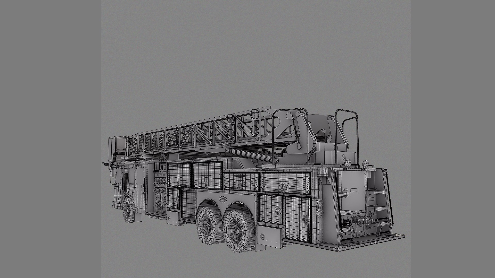 3D Ladder Fire Engine - High-Quality Detailed 3D Model For Games ...