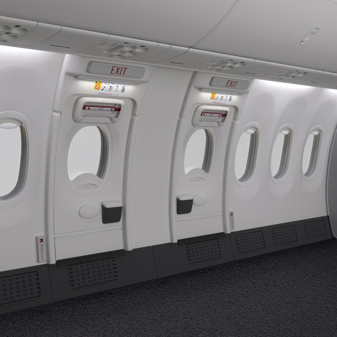 3D ryanair economy wing exit model - TurboSquid 1255809