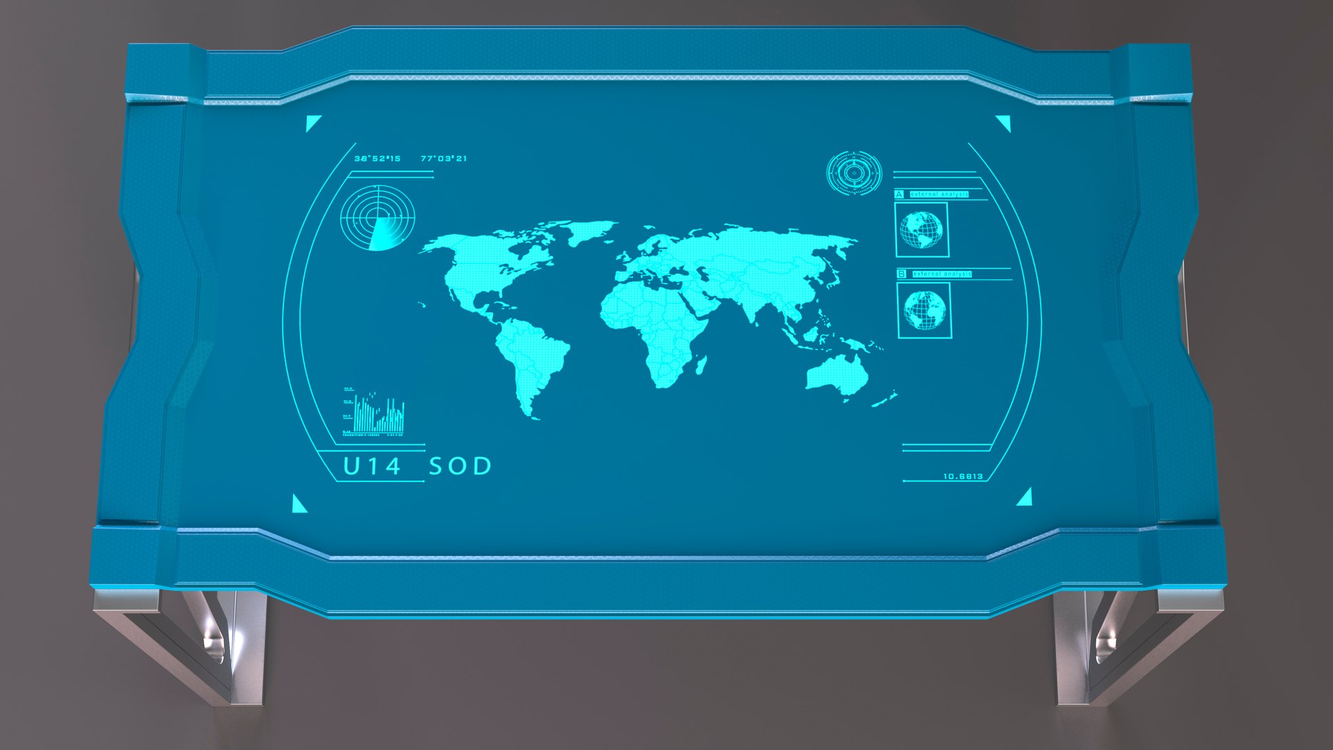 Futuristic Table Blue 3D Model - TurboSquid 2123565