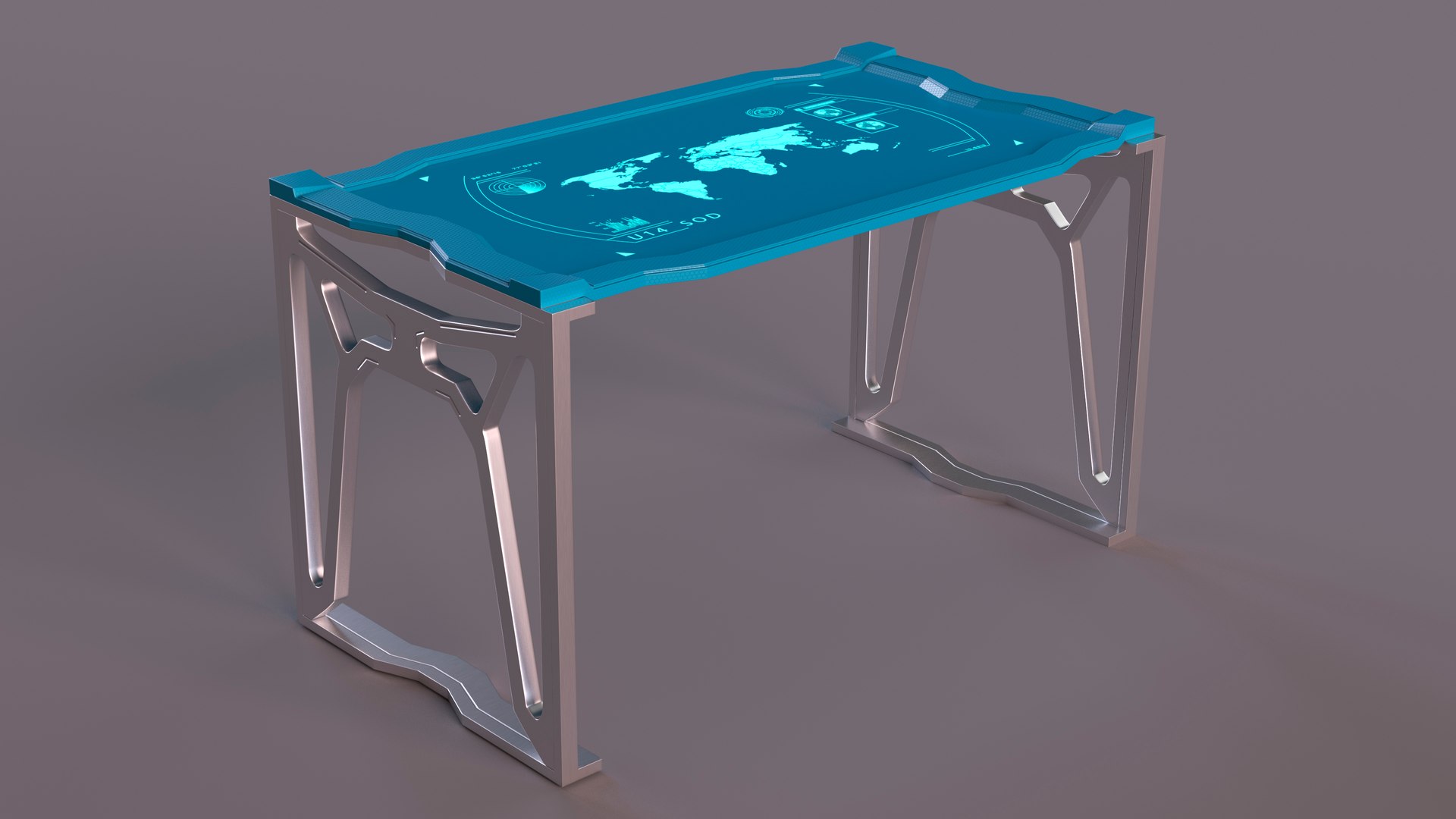 Futuristic Table Blue 3D Model - TurboSquid 2123565