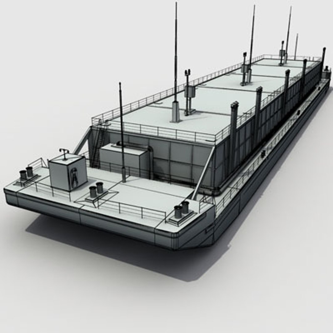 3d Barge Oil River Transport