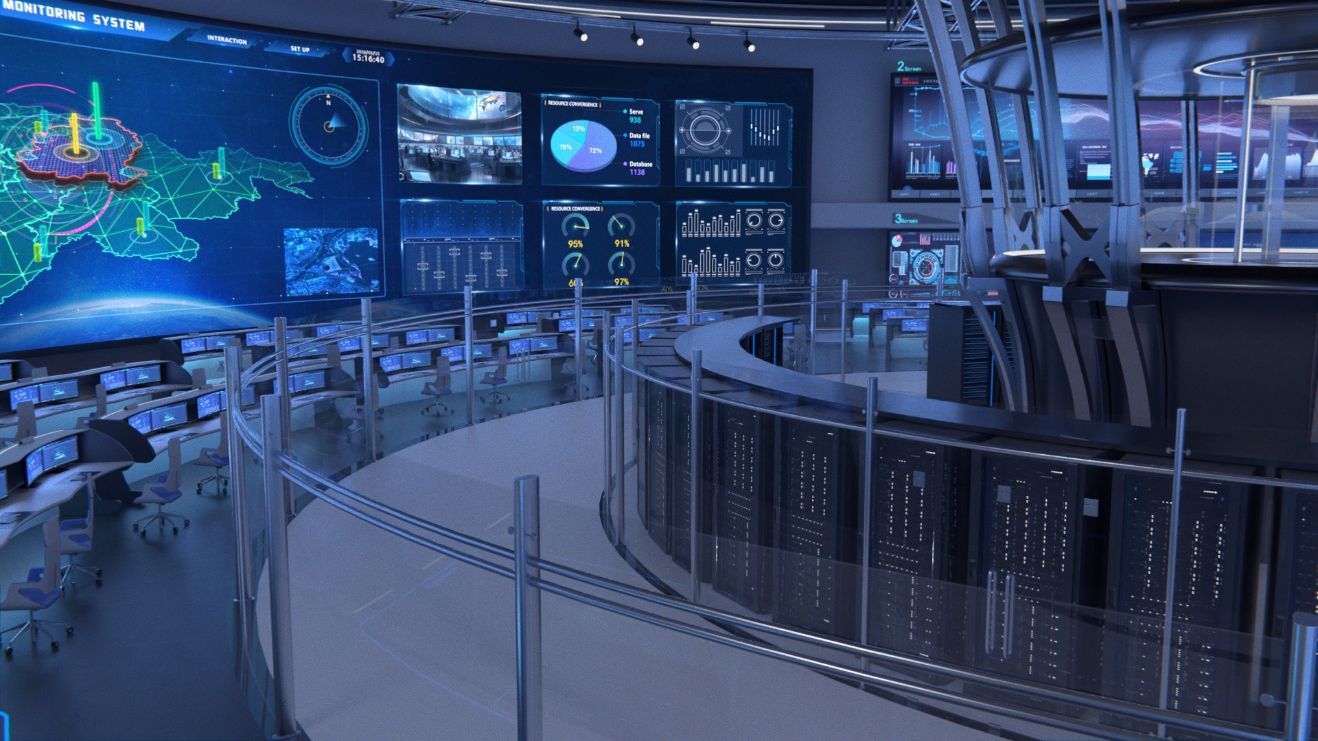 Control Room Monitoring Room Command Center 3D Model - TurboSquid 2225716
