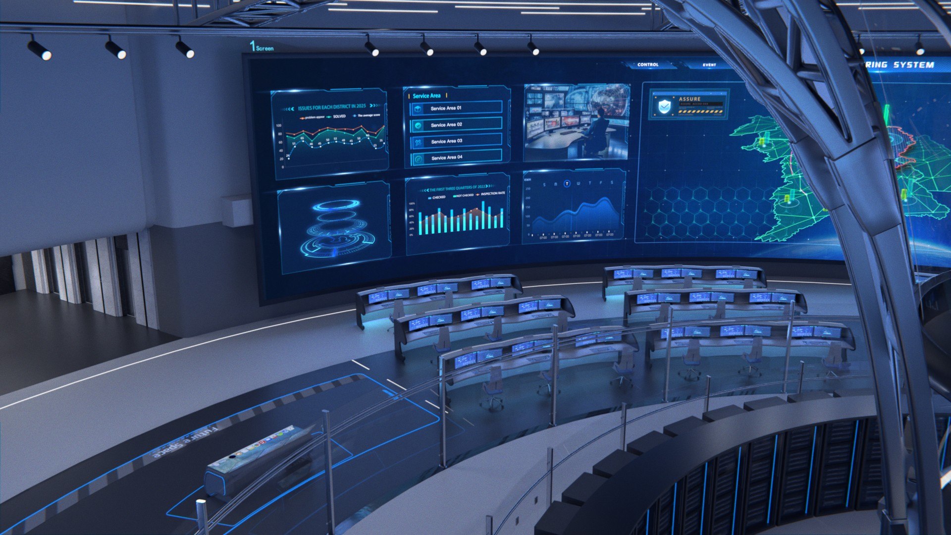 Control Room Monitoring Room Command Center 3D Model - TurboSquid 2225716