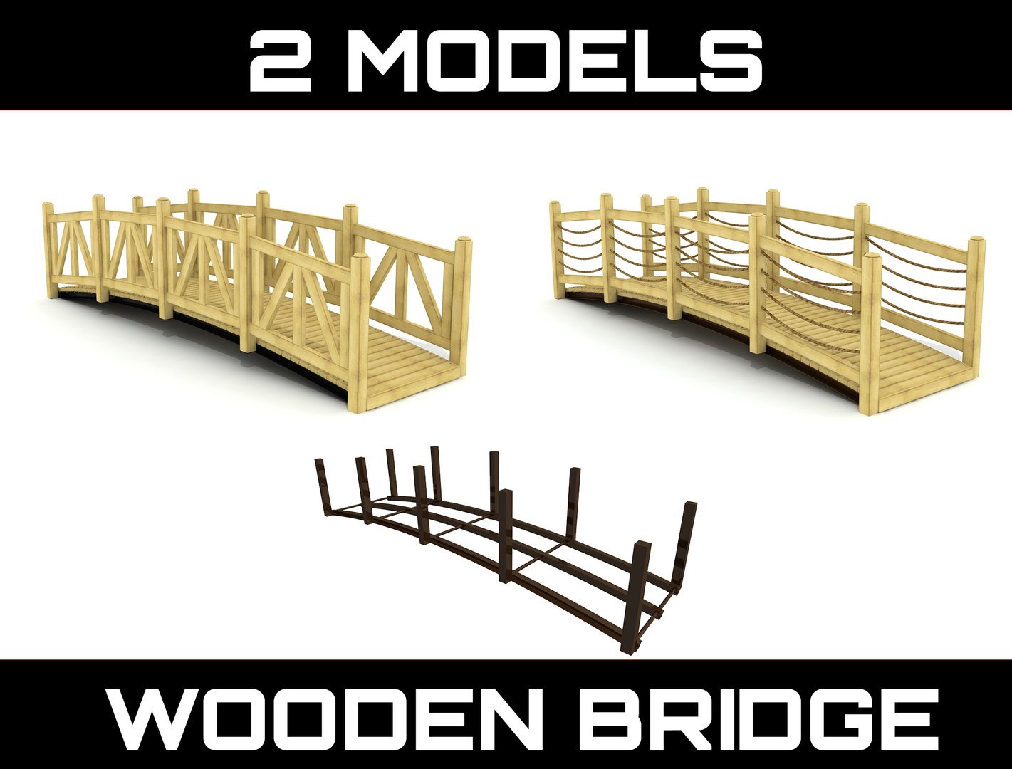 3D Model Wooden Bridge Wood - TurboSquid 1309567