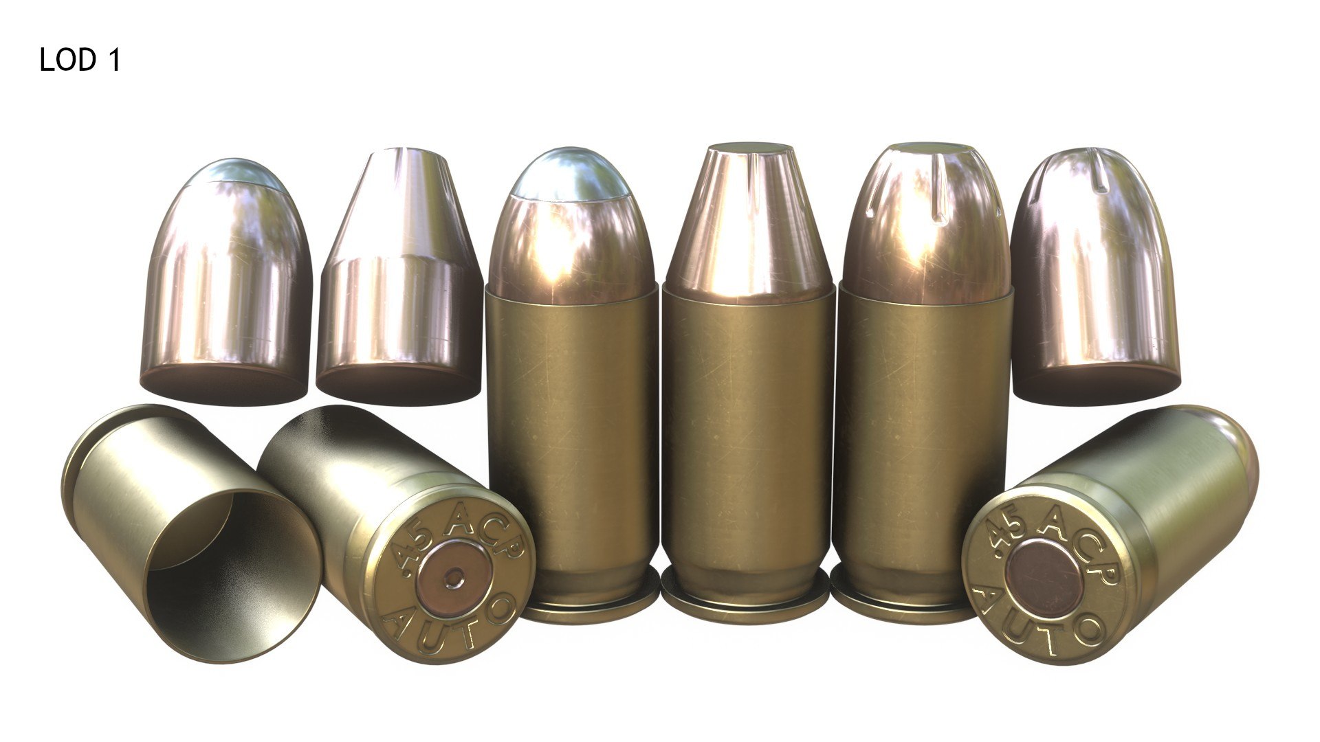 3D model 45 ACP AUTO Cartridge - TurboSquid 1869147