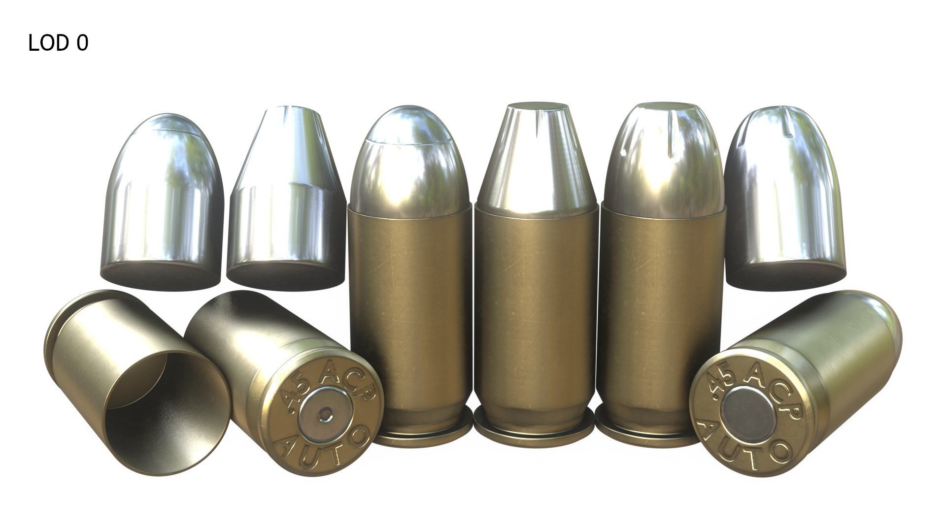 3D model 45 ACP AUTO Cartridge - TurboSquid 1869147