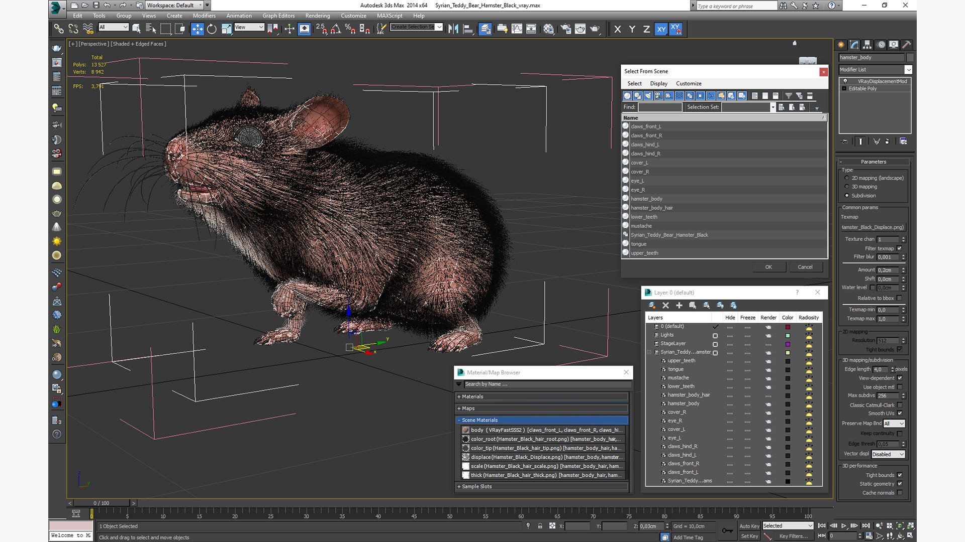 3D Syrian Teddy Bear Hamster Black Model - TurboSquid 2050989