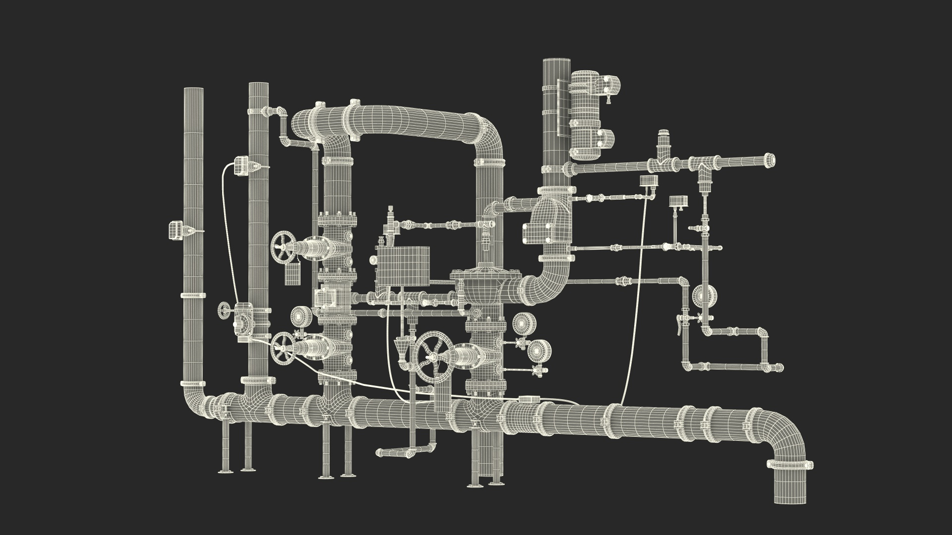 3D Industrial Pipeline And Valve System - TurboSquid 2236307