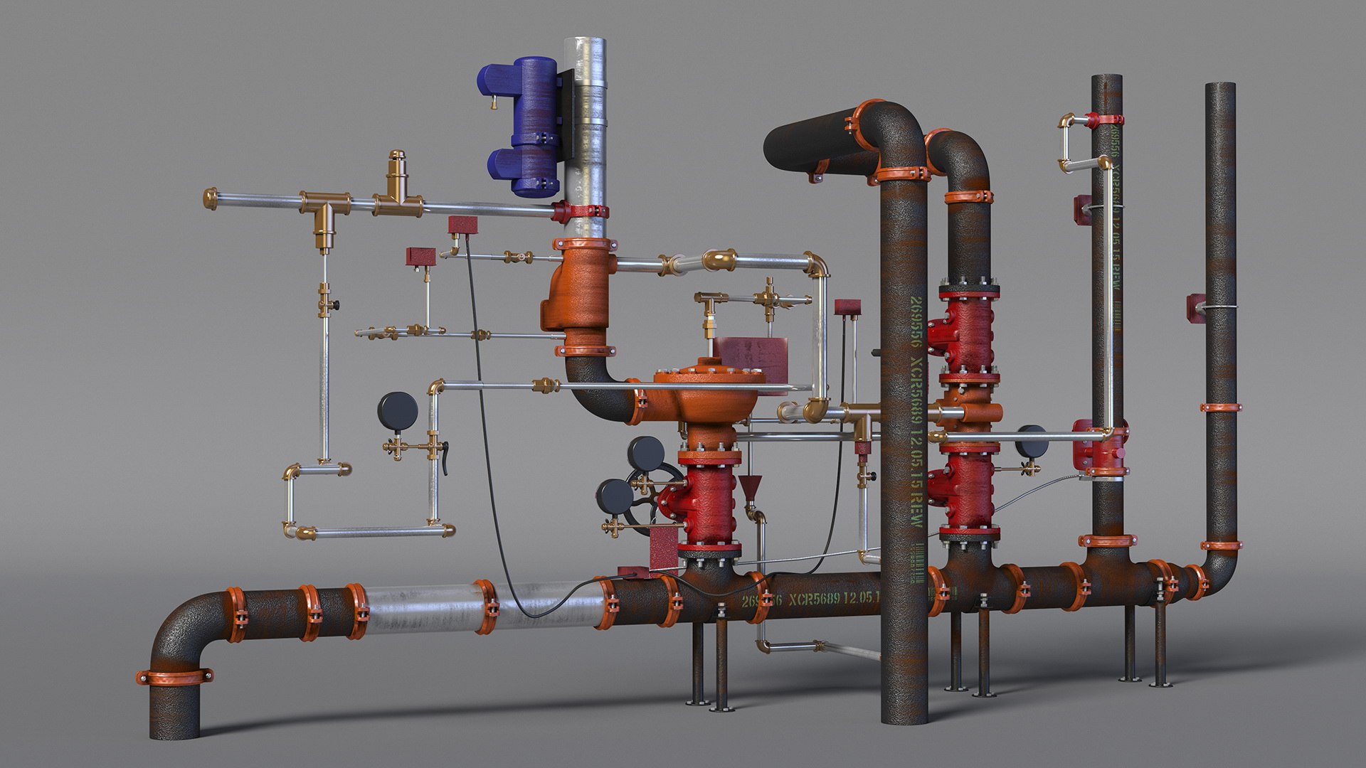 3D Industrial Pipeline And Valve System - TurboSquid 2236307