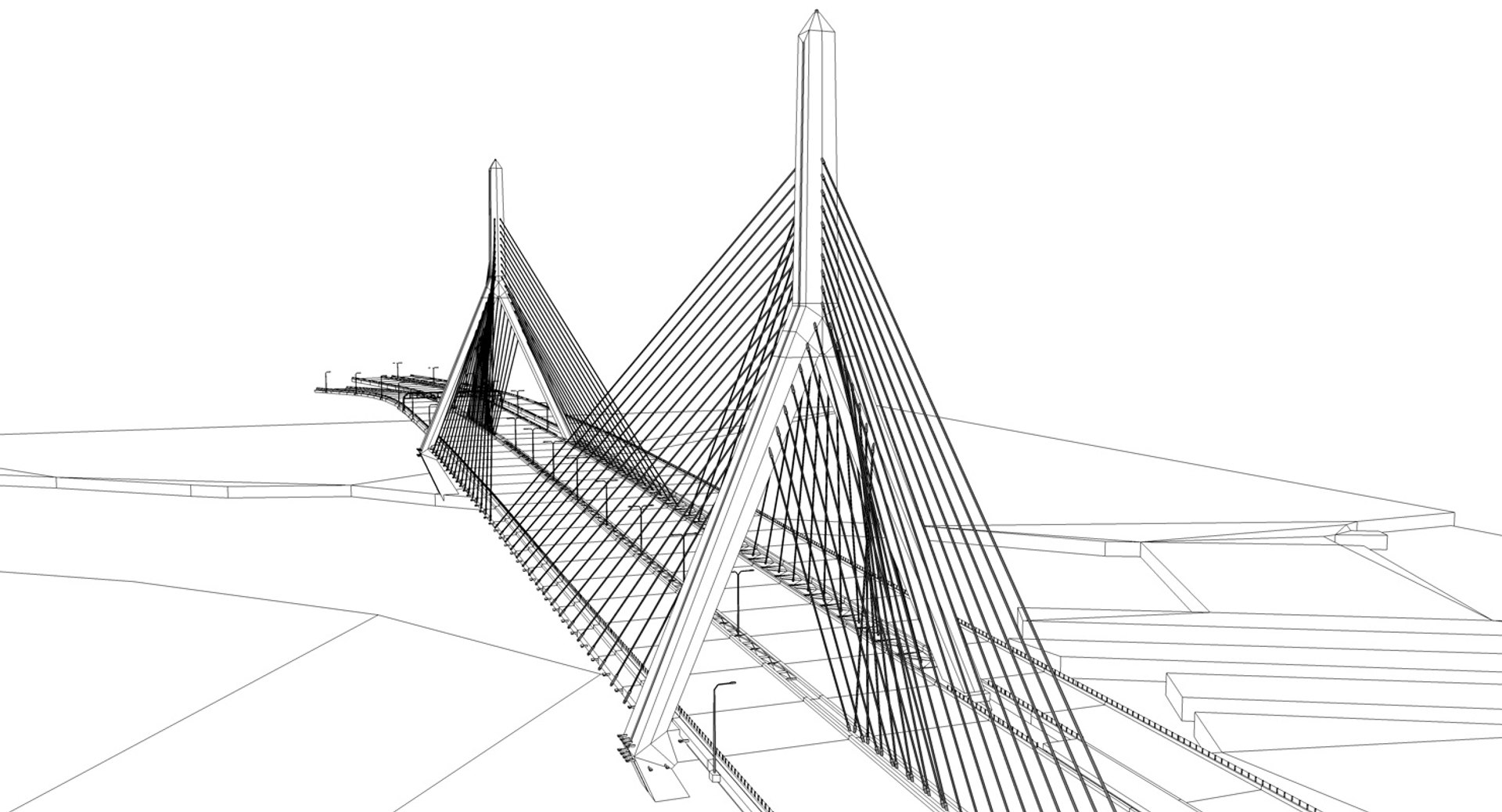 Zakim Bridge Boston Model - TurboSquid 1261830