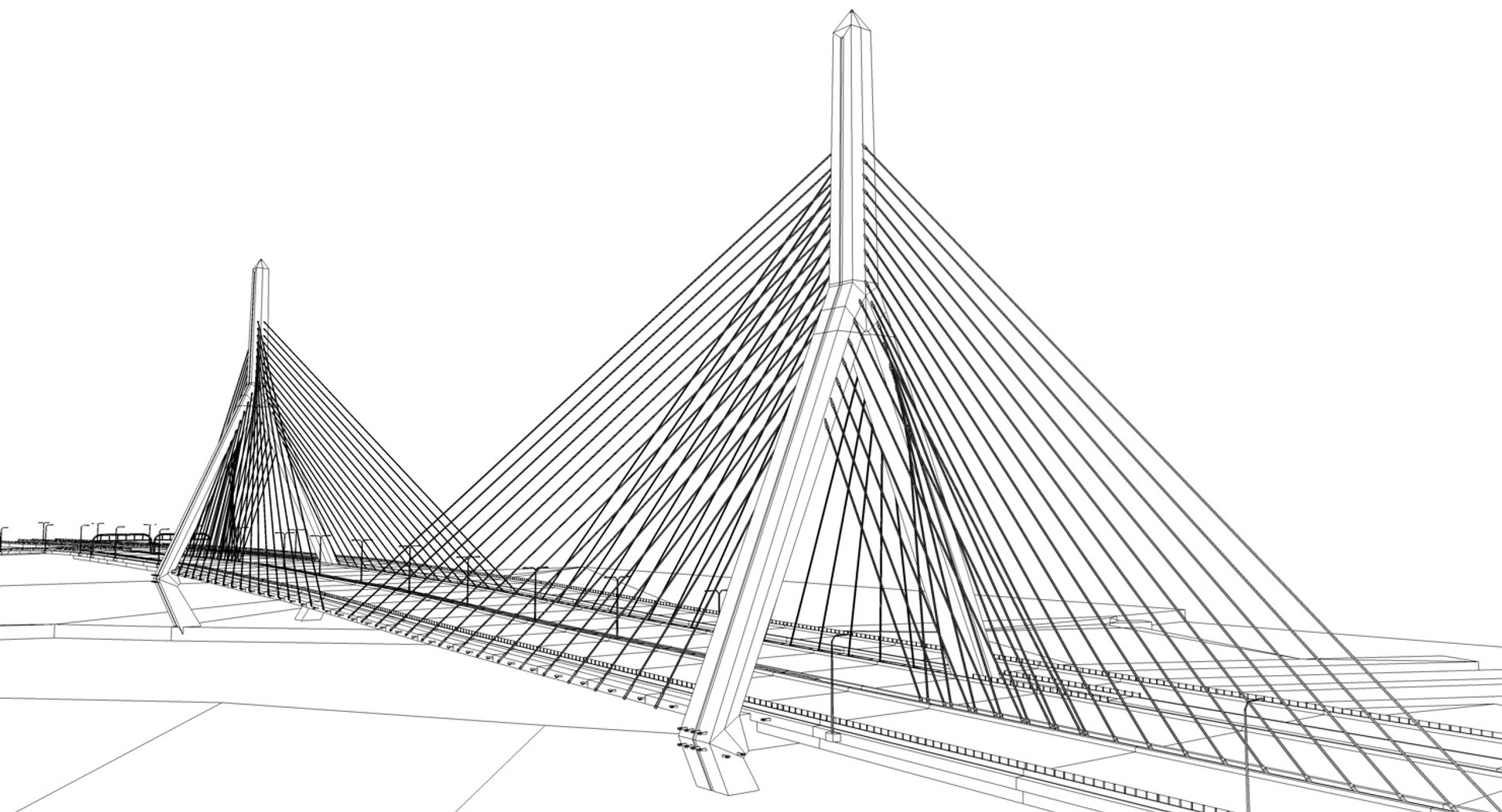 Zakim Bridge Boston Model - TurboSquid 1261830