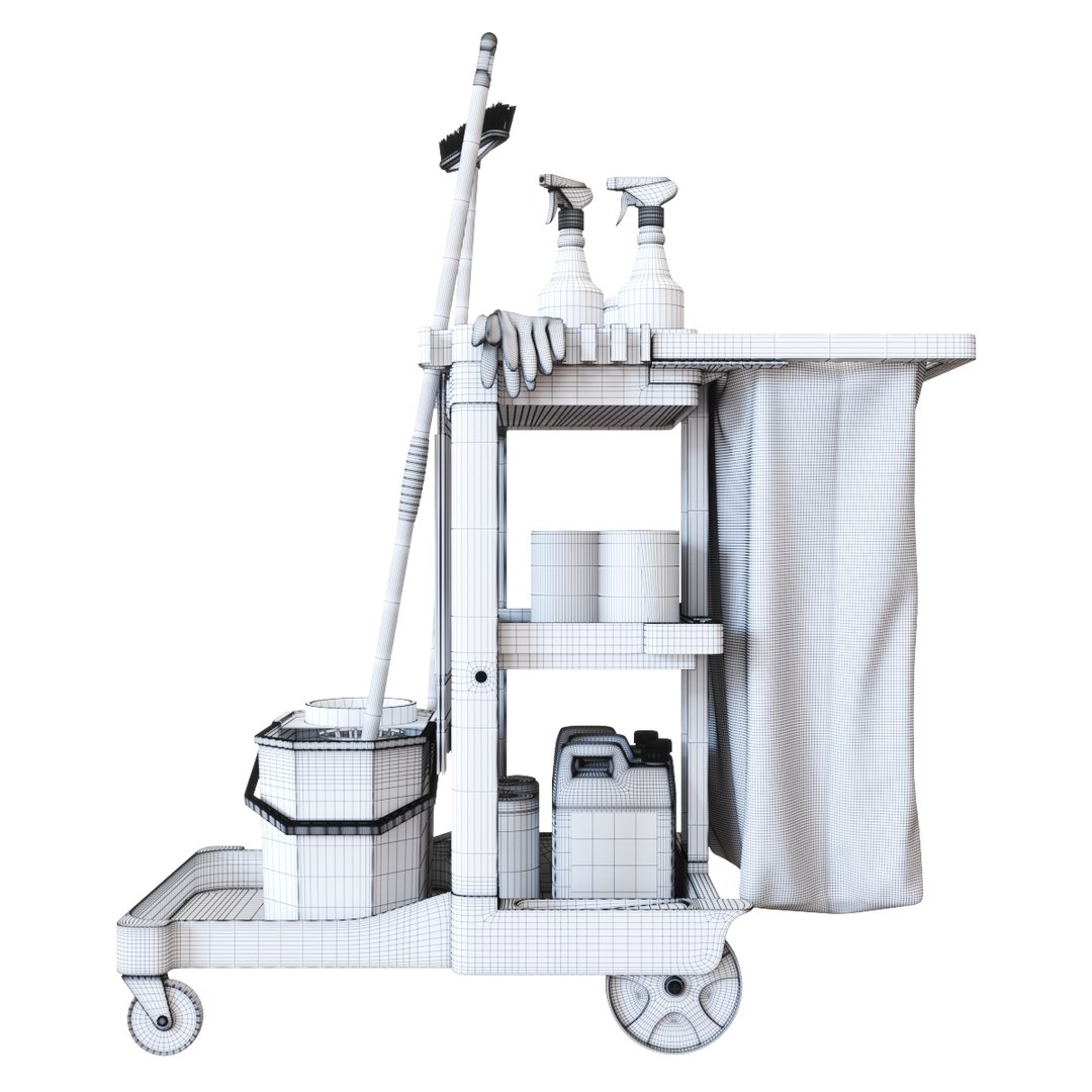 Janitorial Cart Cleaning 3D Model - TurboSquid 1422380
