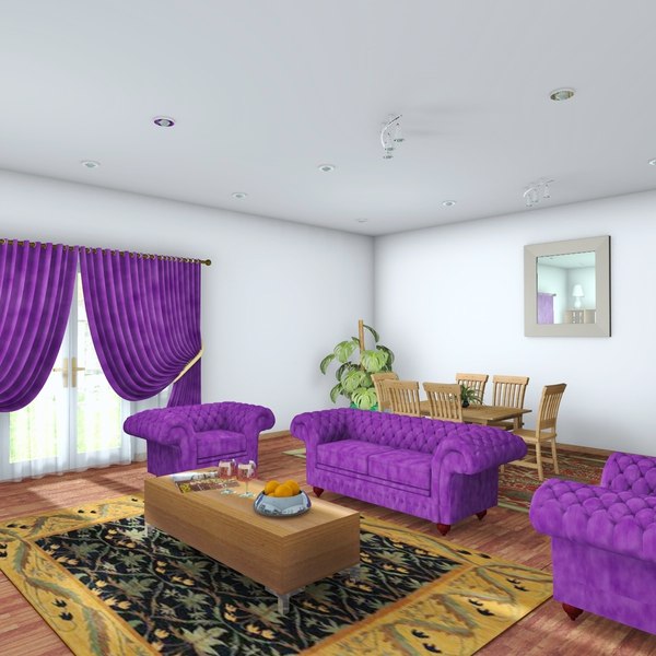 living room scene architectural 3d c4d