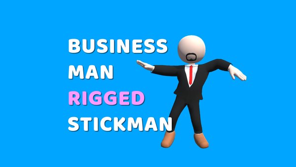 Simple Low Poly Stickman Character - Business Man - 3D Model Modelo 3D ...