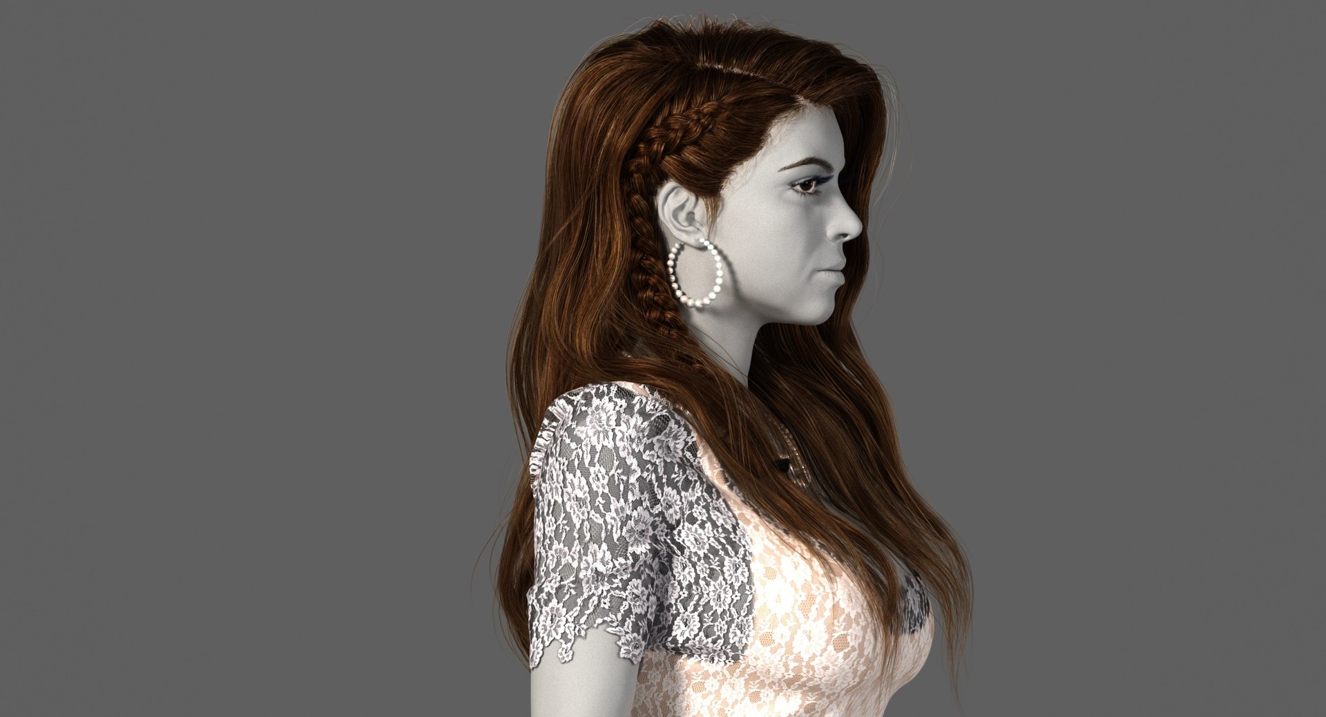 Realistic Long Brown Hairstyle Braid Ornatrix 3D model - TurboSquid 2054885