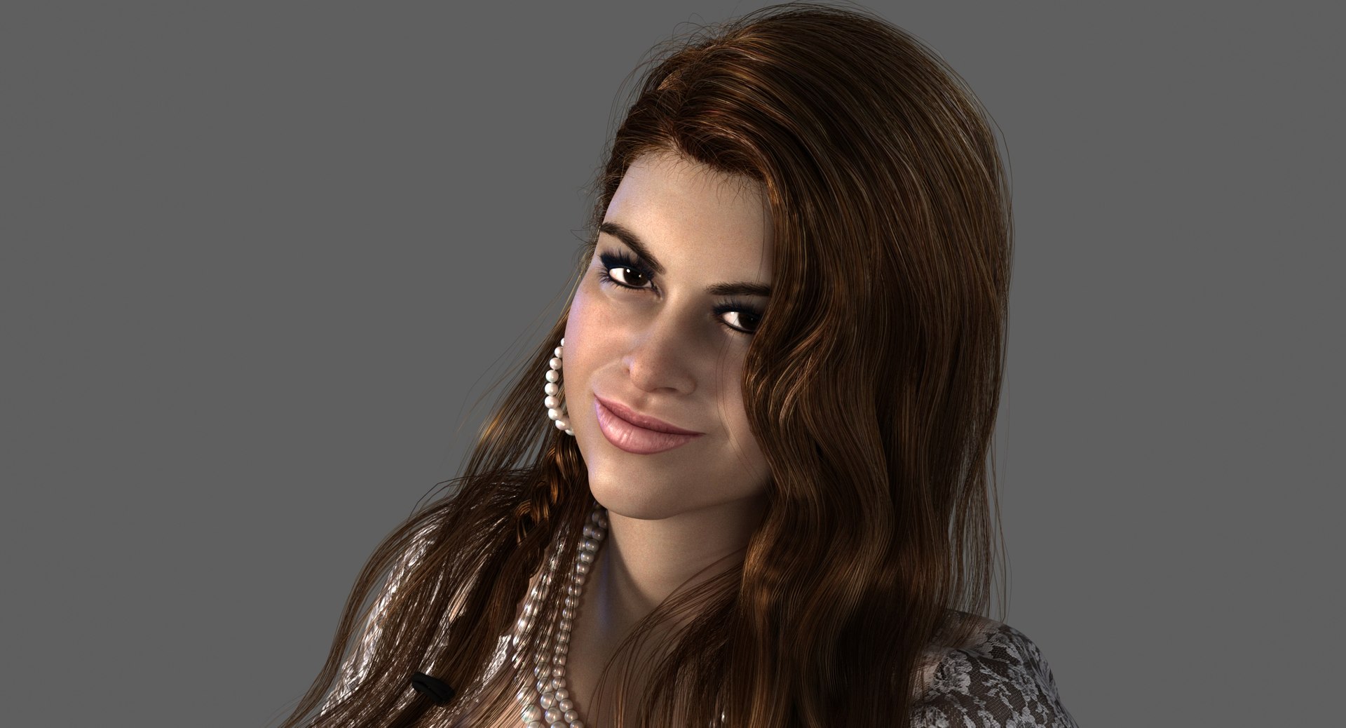 Realistic Long Brown Hairstyle Braid Ornatrix 3D model - TurboSquid 2054885