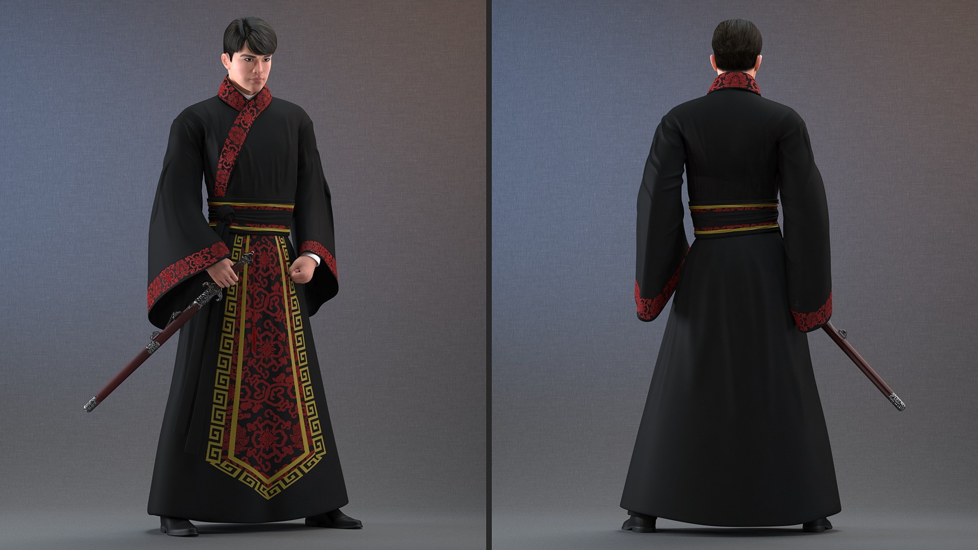 3D Chinese Traditional Man Aggressive Pose Model - TurboSquid 2027894