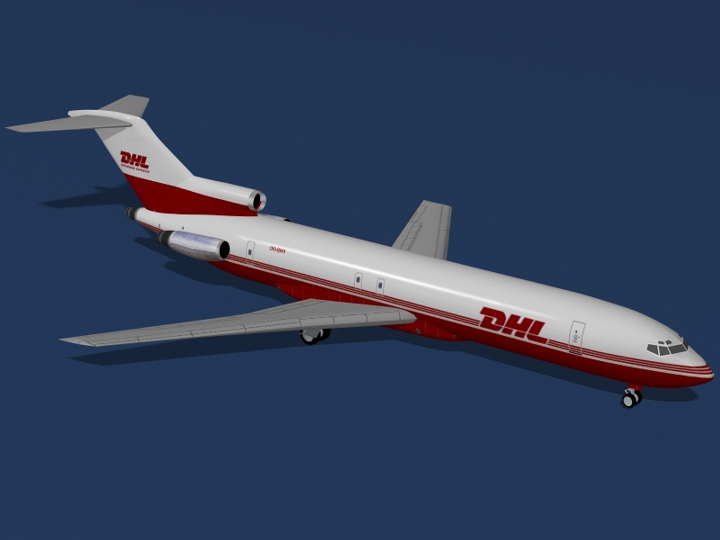 3d B 727-200 F Dhl Model