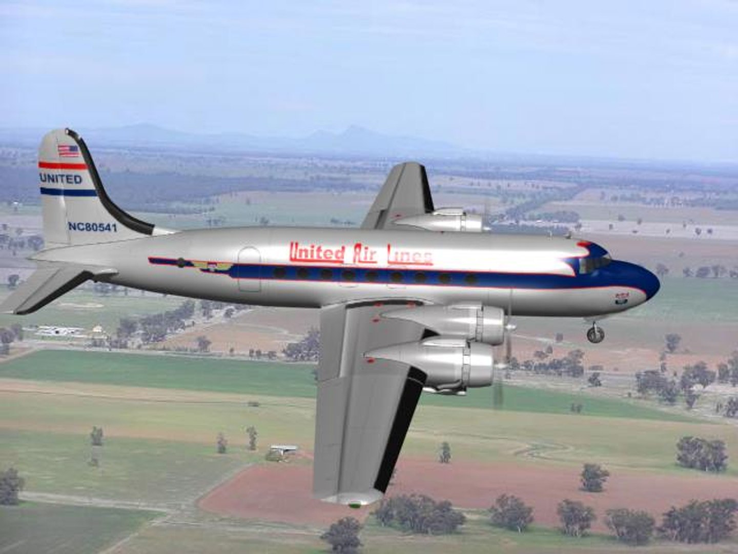 dc-4 united airlines 3d model
