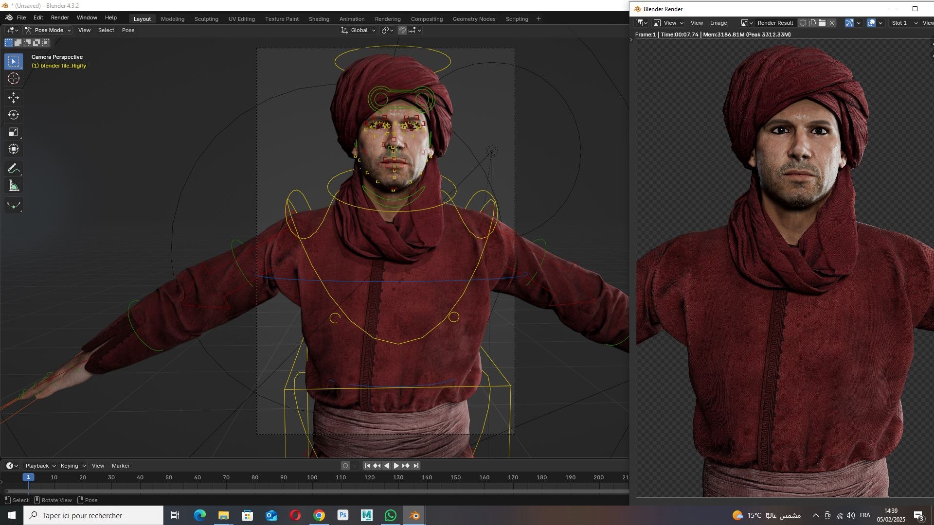 3D Model Traditional Moroccan Robe Turban High-Quality 3D Model ...
