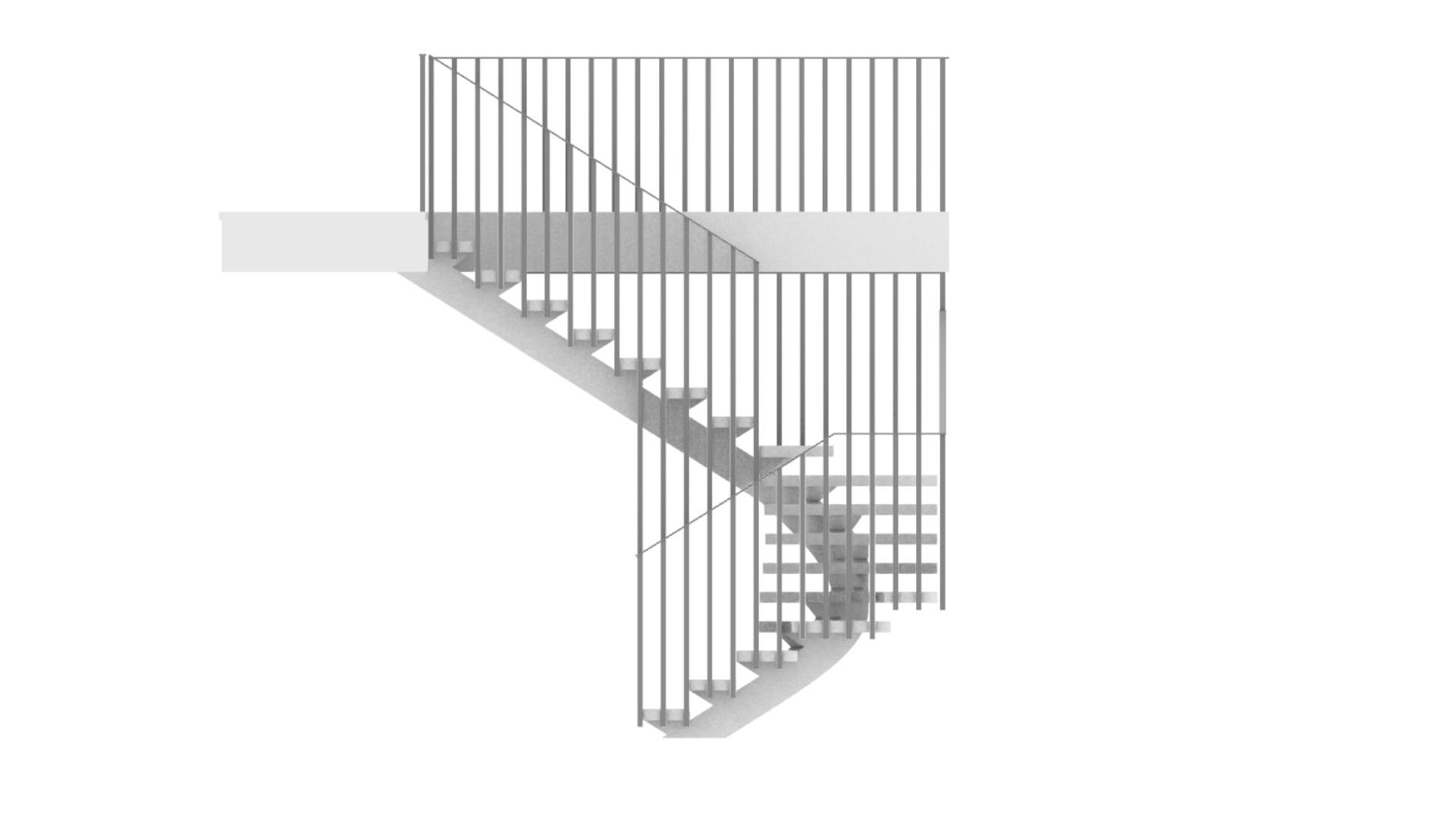 3D Model U Stairs - TurboSquid 2291904