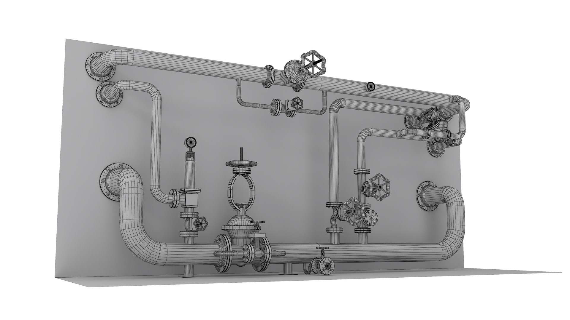3D Industrial Pipe System With Valves And Gauges - TurboSquid 2276810