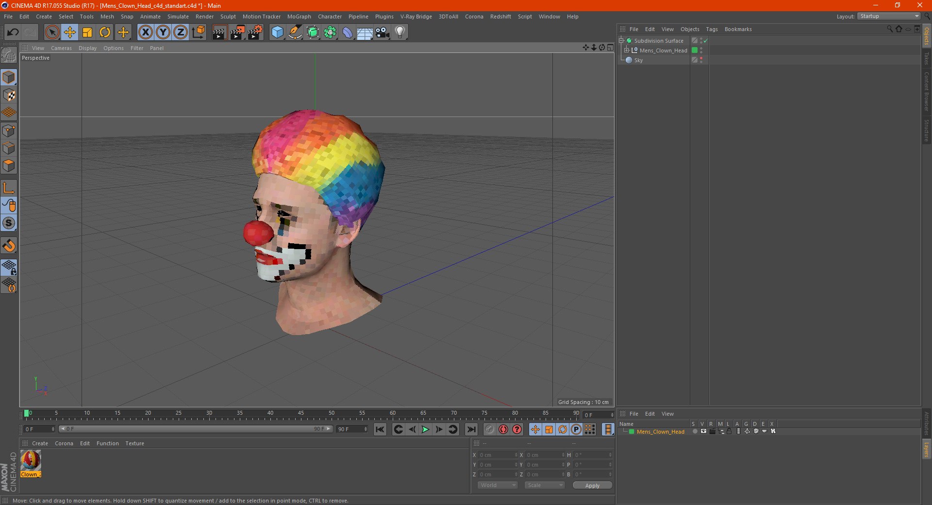 3D man clown head mens - TurboSquid 1587681