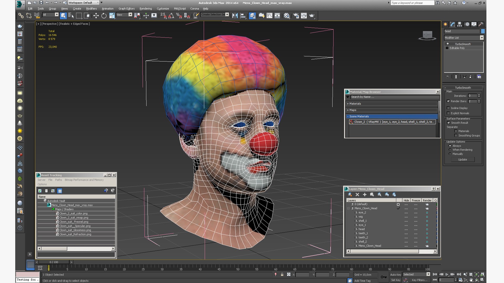 3D Man Clown Head Mens - TurboSquid 1587681