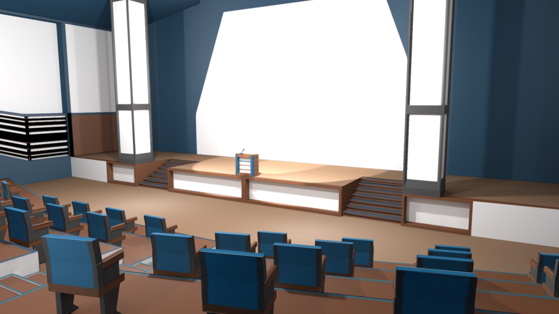3D School Classroom Auditorium with Stage - TurboSquid 2150482