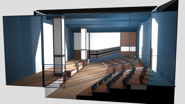 modelo 3d Auditorio del aula escolar con escenario - TurboSquid 2150482