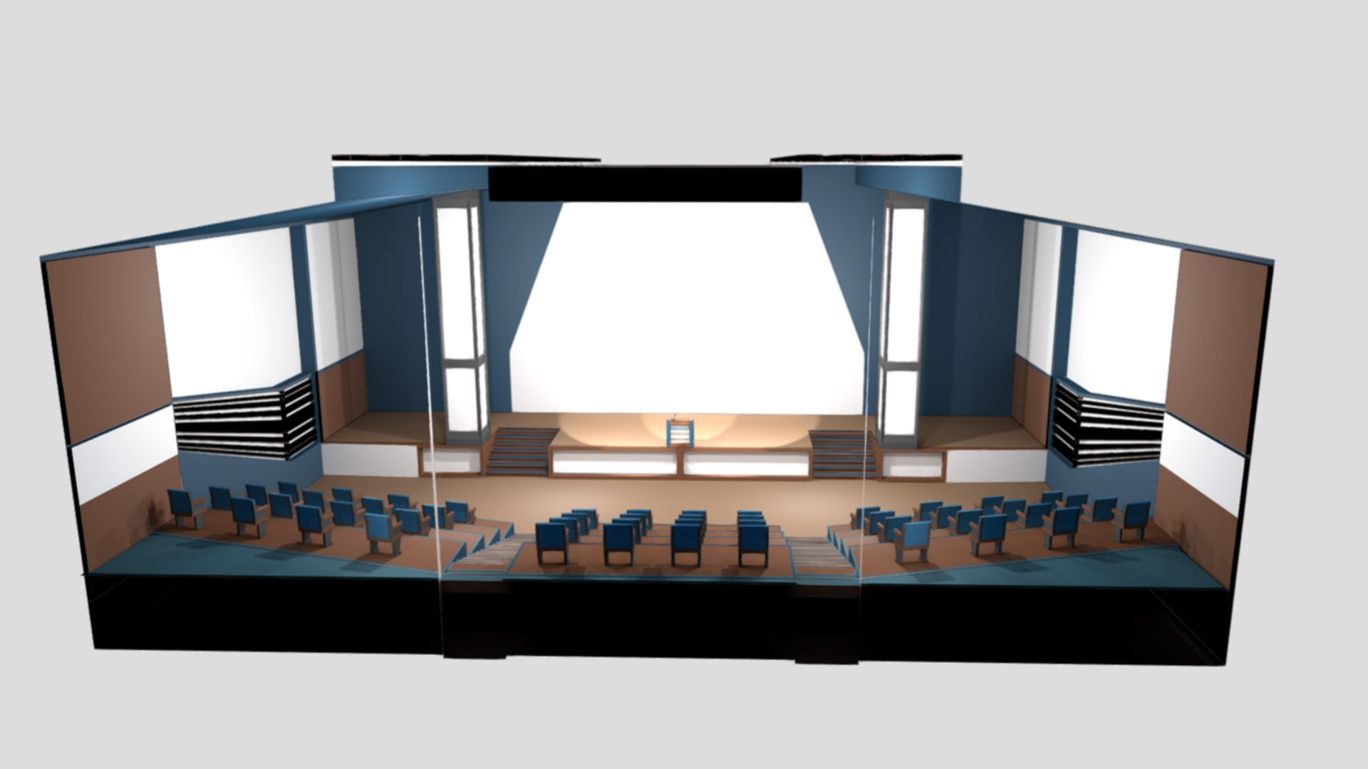 3D School Classroom Auditorium with Stage - TurboSquid 2150482