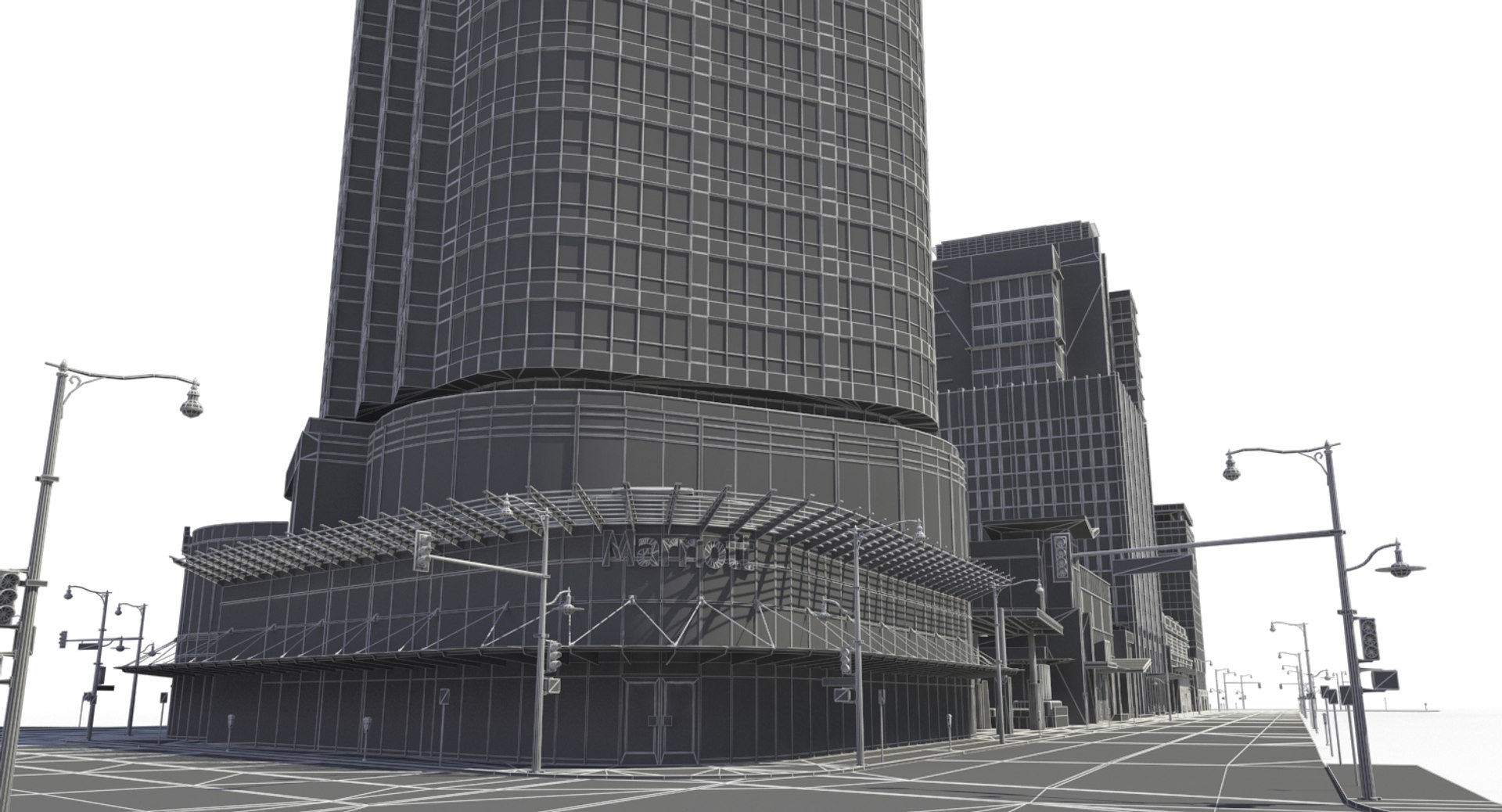 block office buildings 3d model