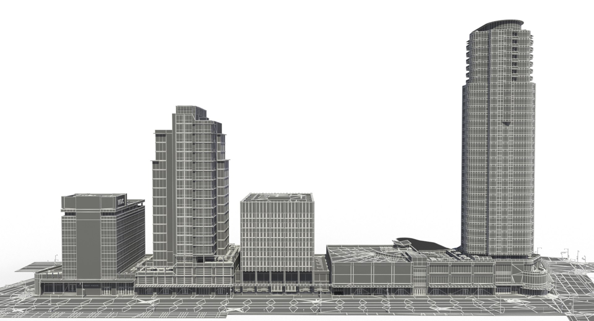 Block Office Buildings 3d Model