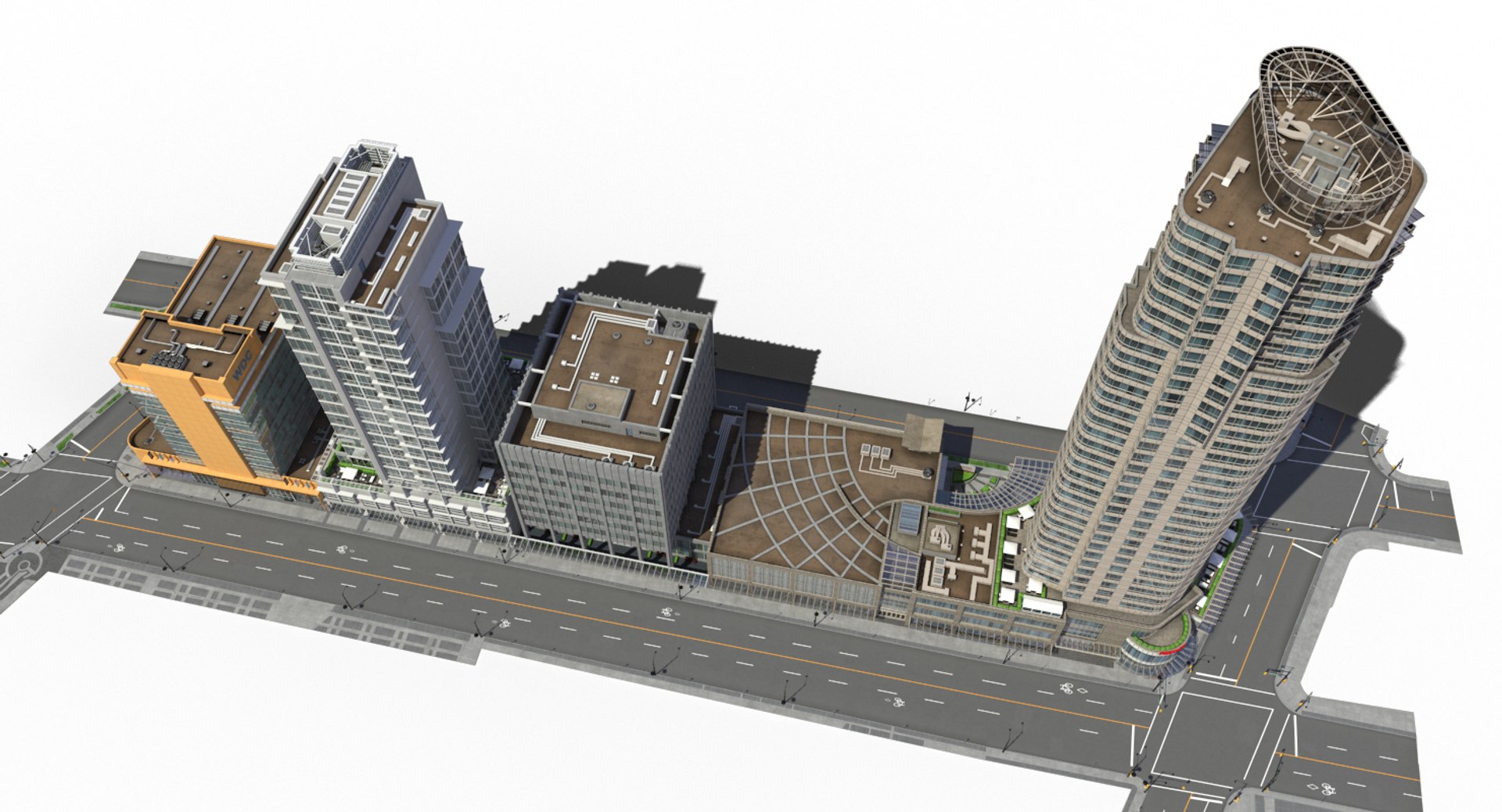 Block Office Buildings 3d Model