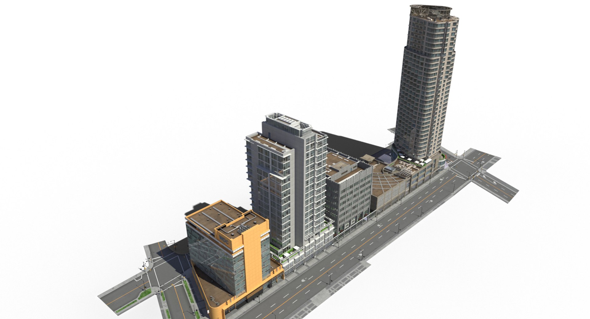 Block Office Buildings 3d Model