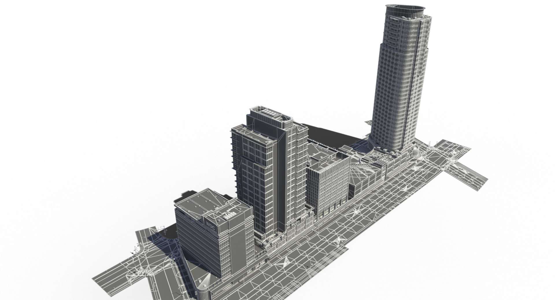 Block Office Buildings 3d Model