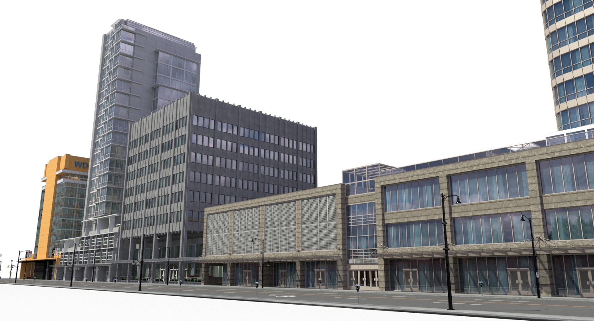 Block Office Buildings 3d Model