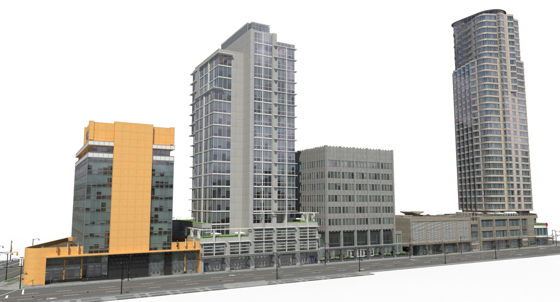 Block Office Buildings 3d Model