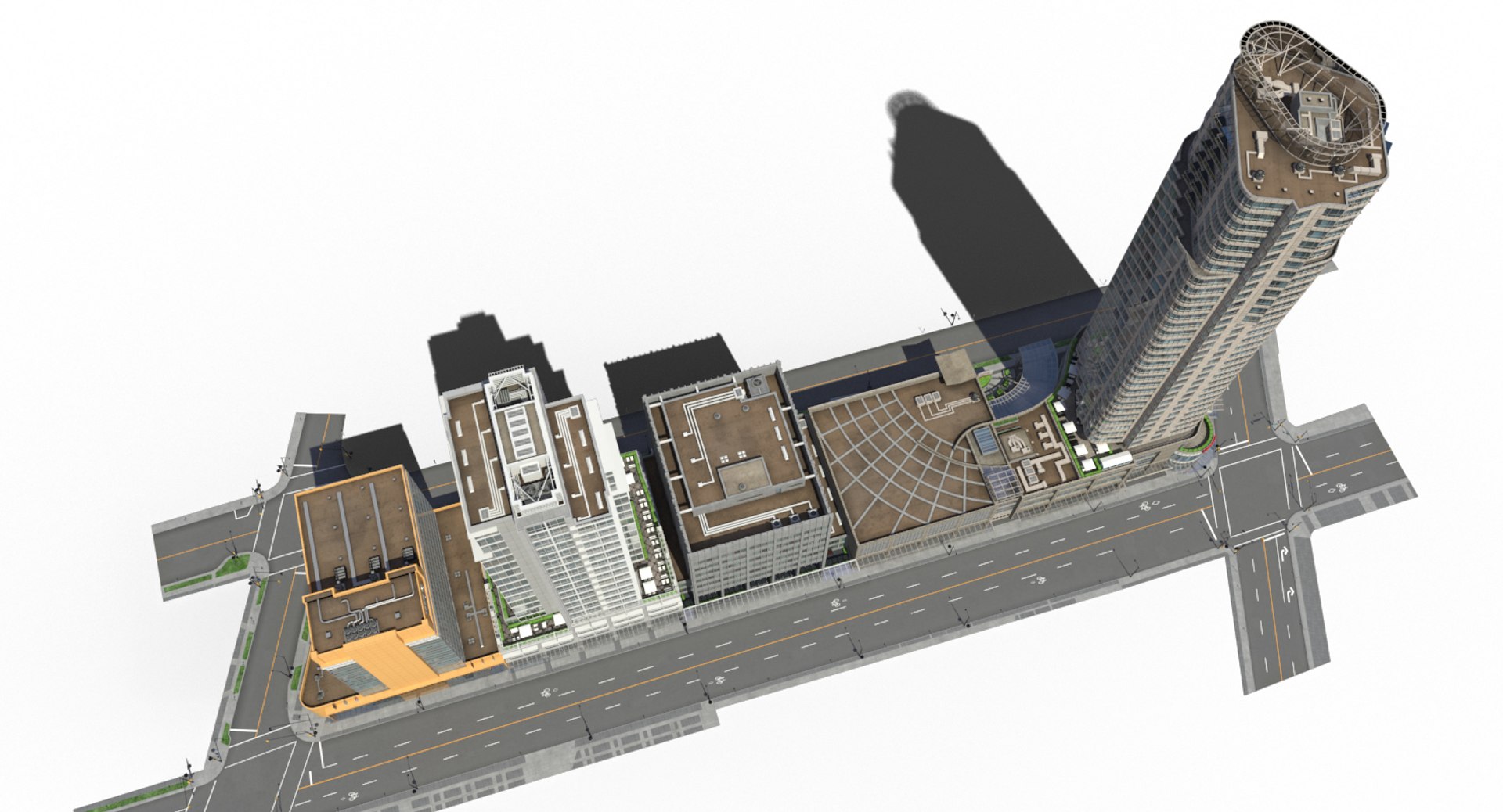 Block Office Buildings 3d Model